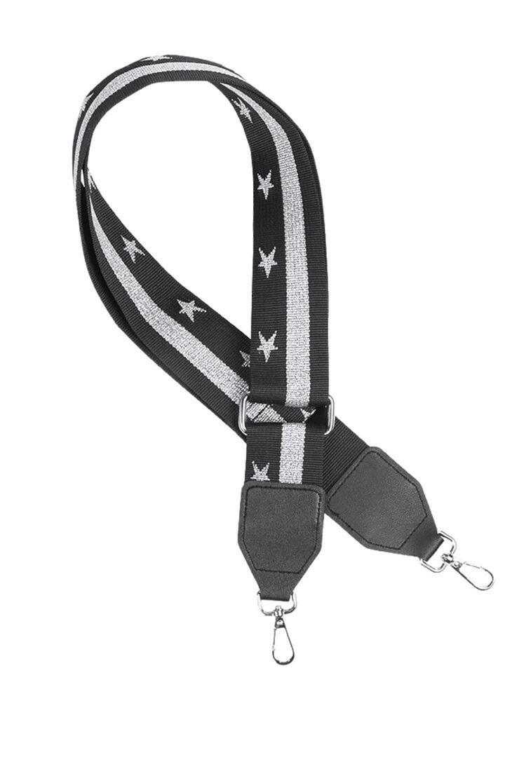 Black silver star stripe strap