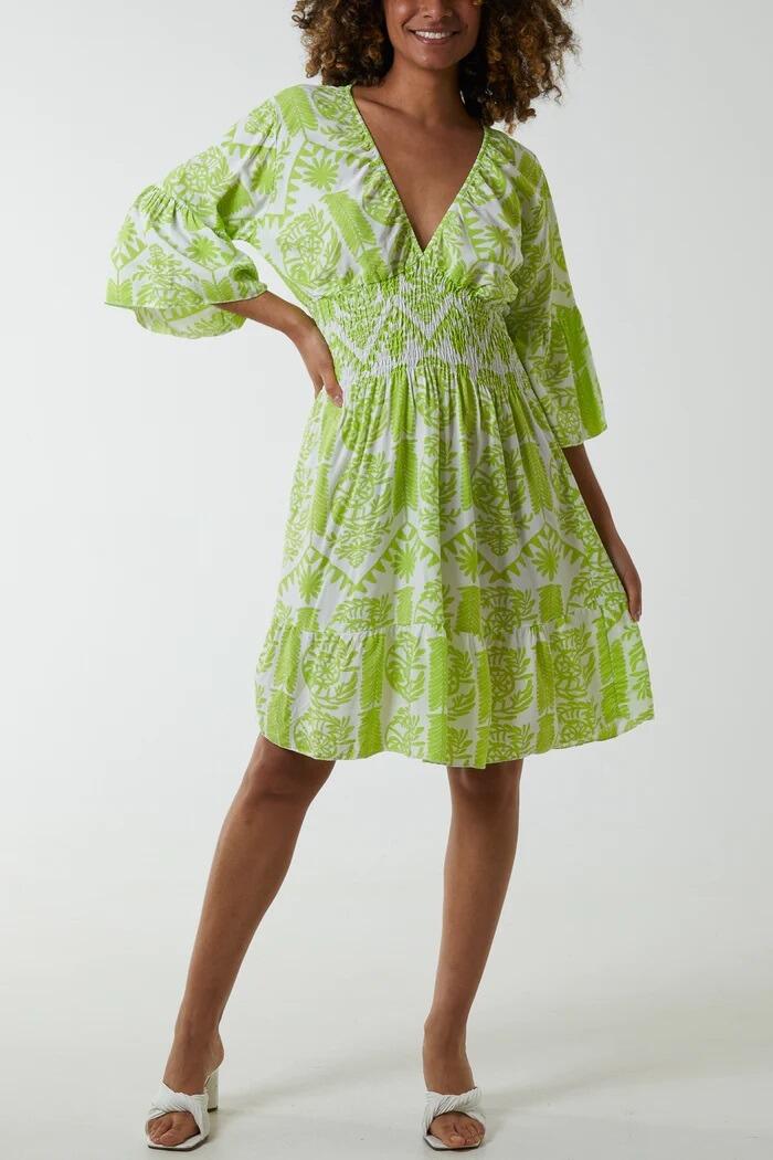 Damask floral mini dress