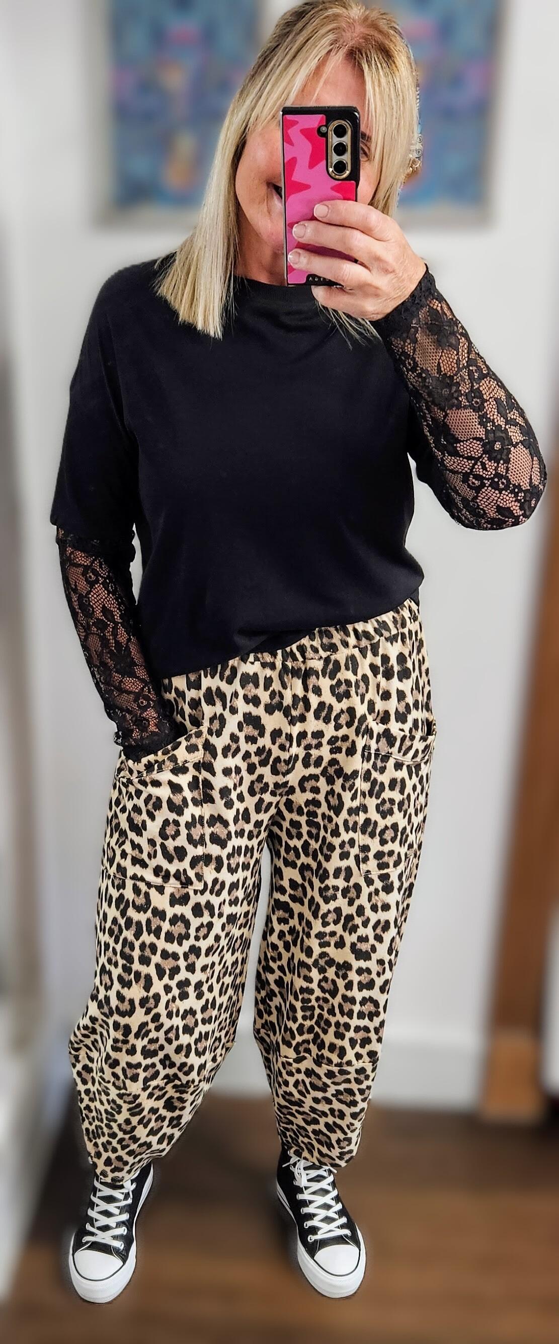 Animal print cocoon pocket jogger