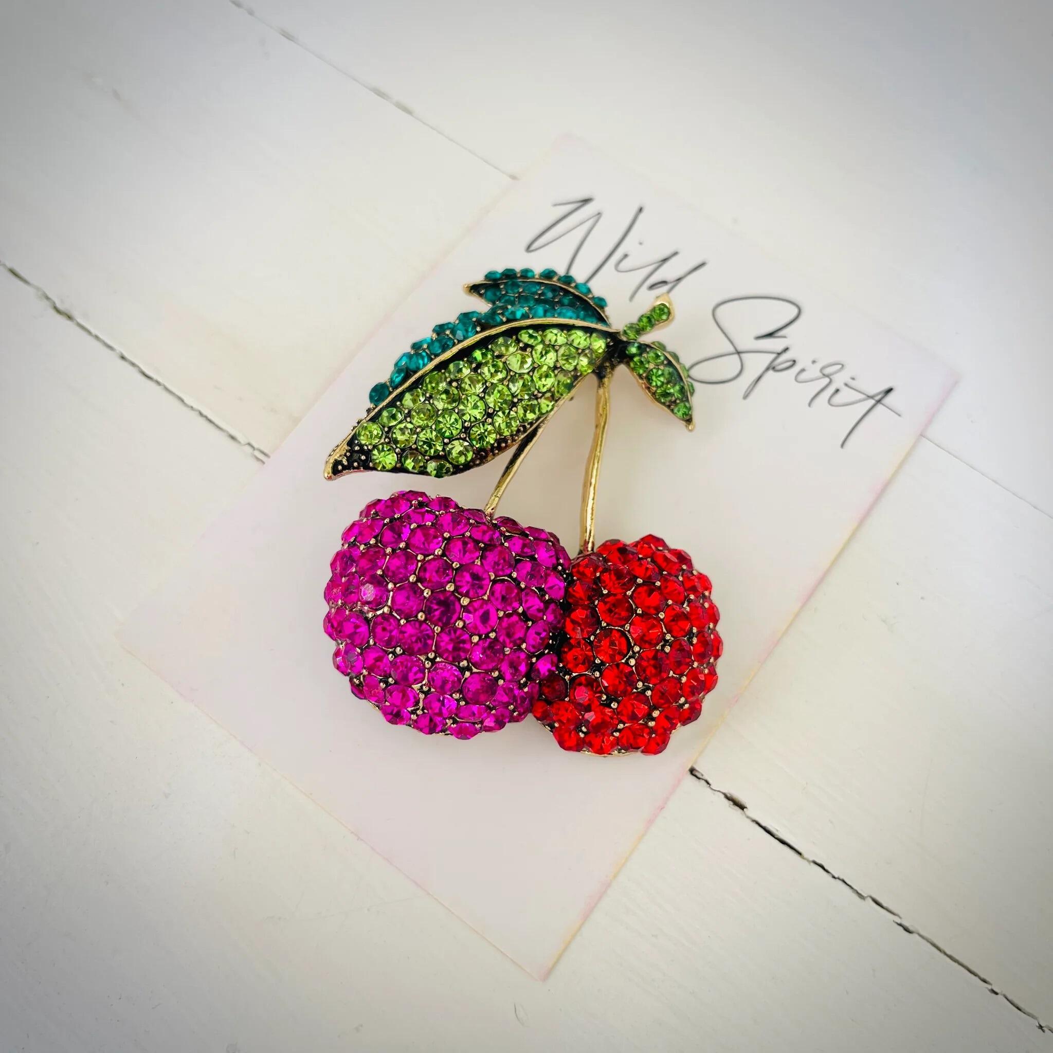 Cherry bling brooch