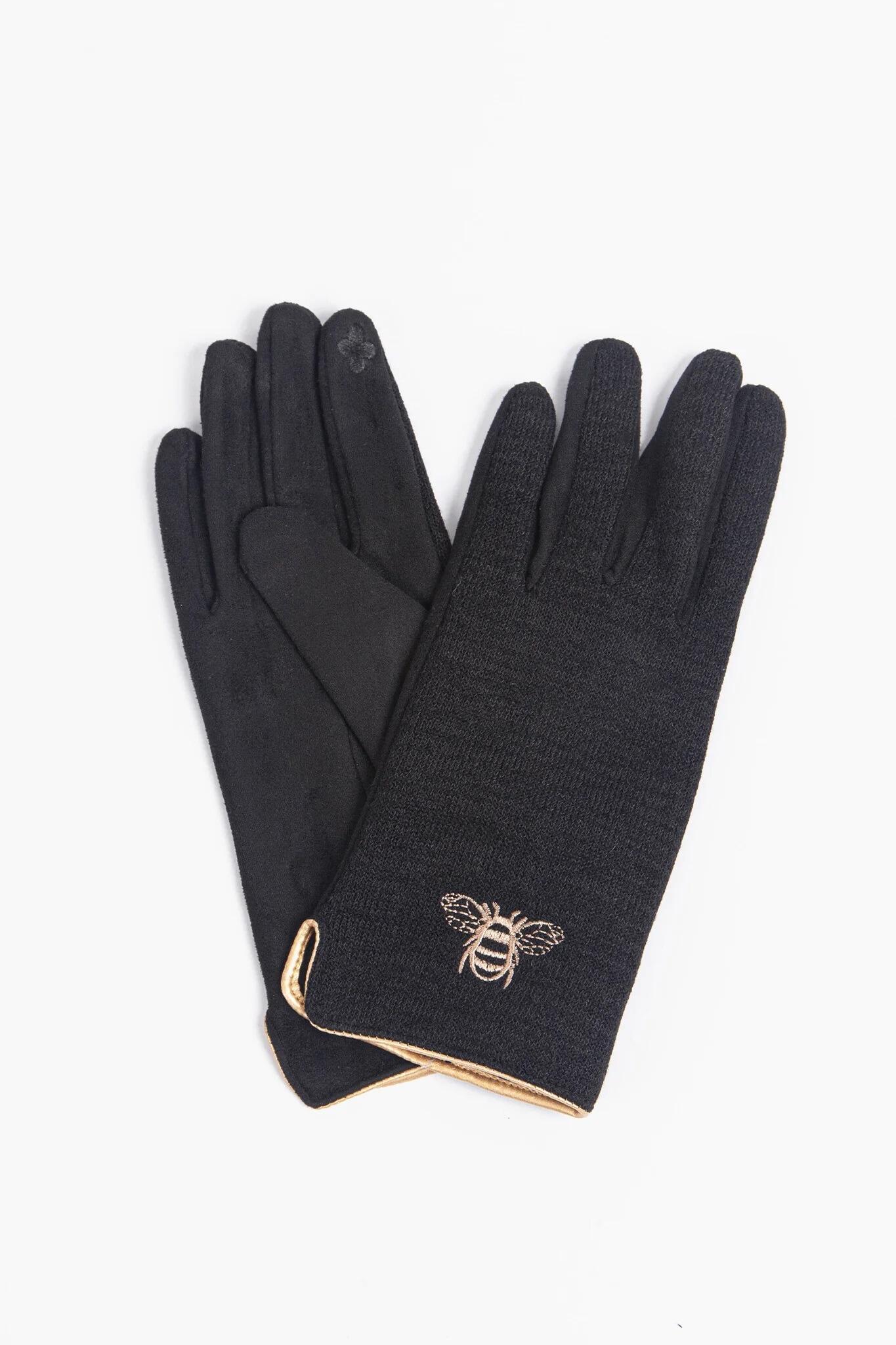 Bee embroidered gloves
