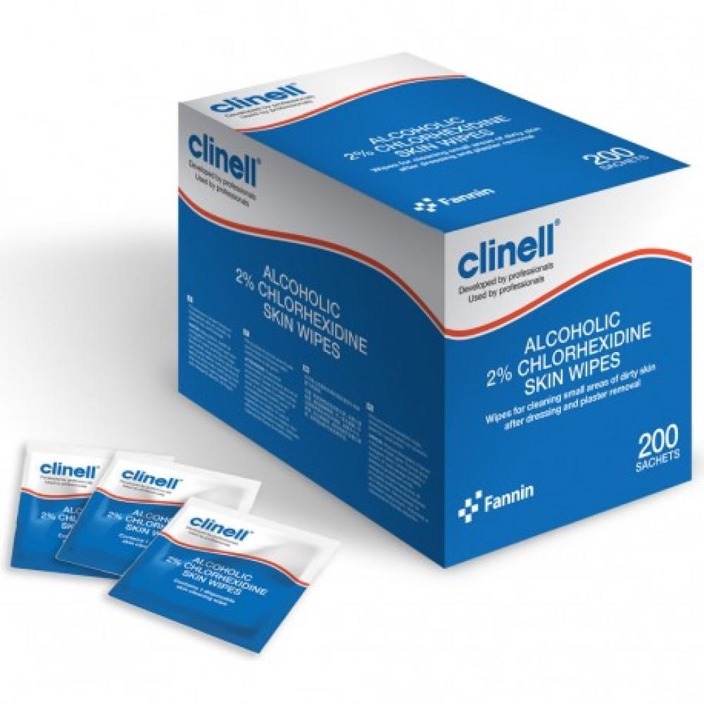 Clinell Alcoholic 2% Chlorhexidine Skin Wipes (200 pack)