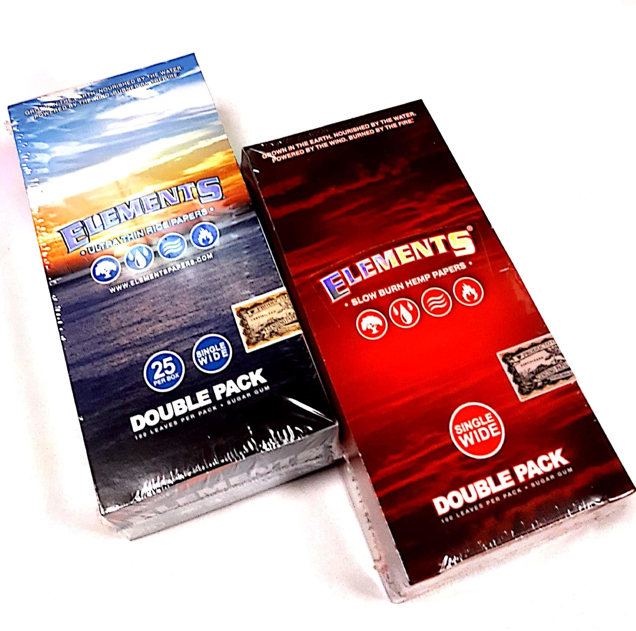 Elements Blue and Elements Red(Hemp) Single Wide Double Pack Ultra Thin ...