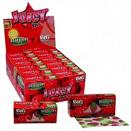 Juicy Jays ''Raspberry'' Flavoured Cigarette Rolling Papers on the Roll