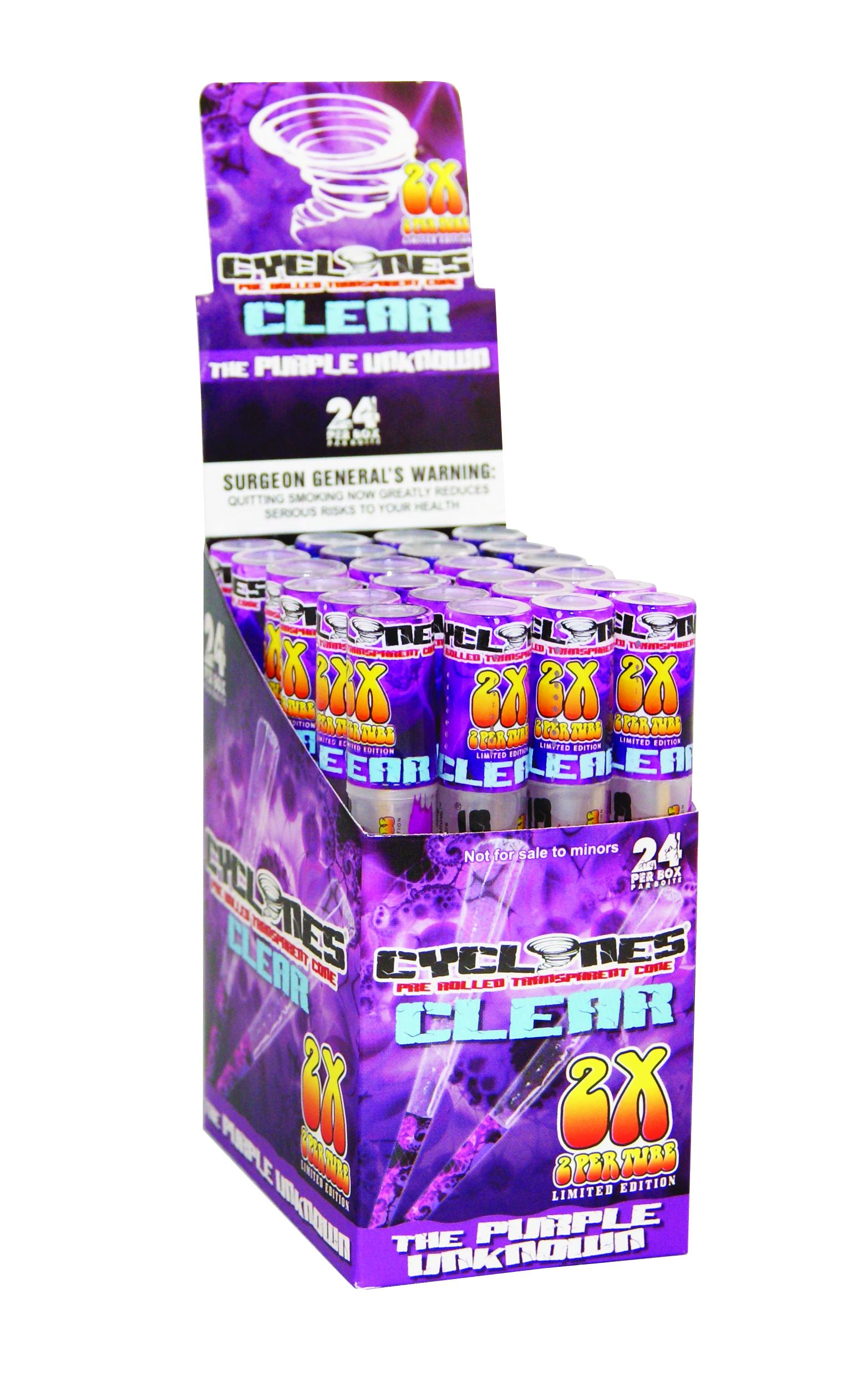 Cyclones Clear Pre Rolled Transparent Cones "The Purple Unknown'' Flavoured