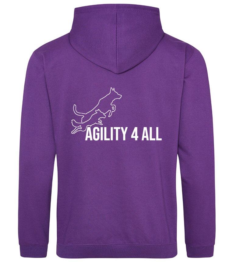 Agility 4 All Official Clothing Purple Unisex Pullover Hoodie White ...