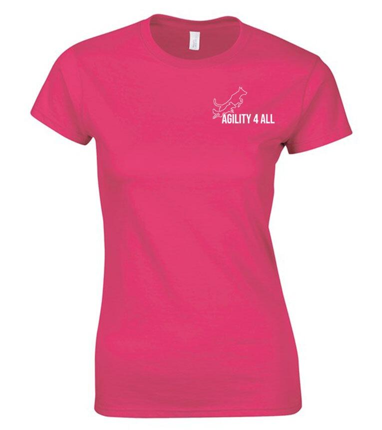 Agility 4 All Official Clothing - Hot Pink Female T-Shirt - White ...