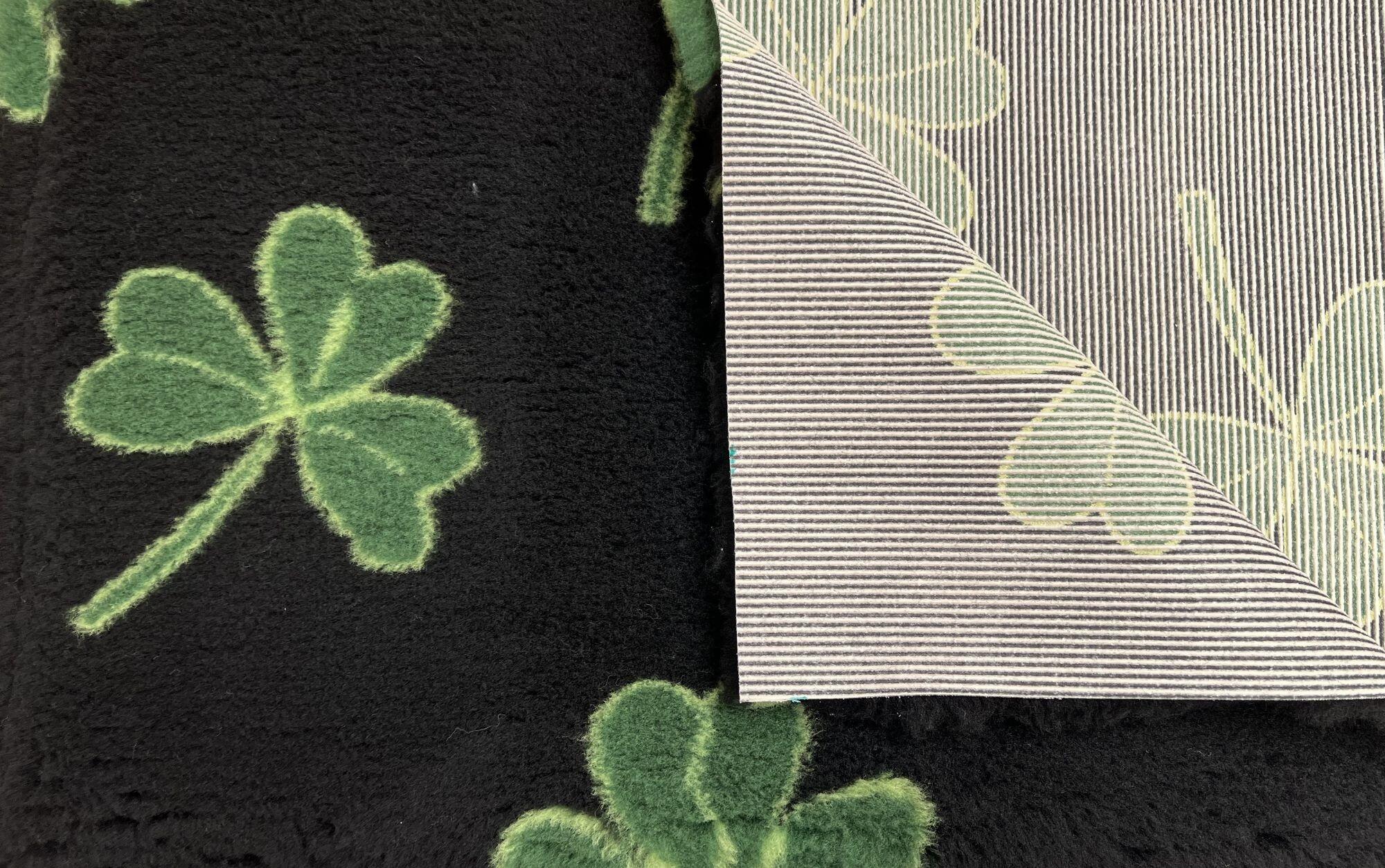 Vet Bedding - Black with Green Clover - Rubber Backed