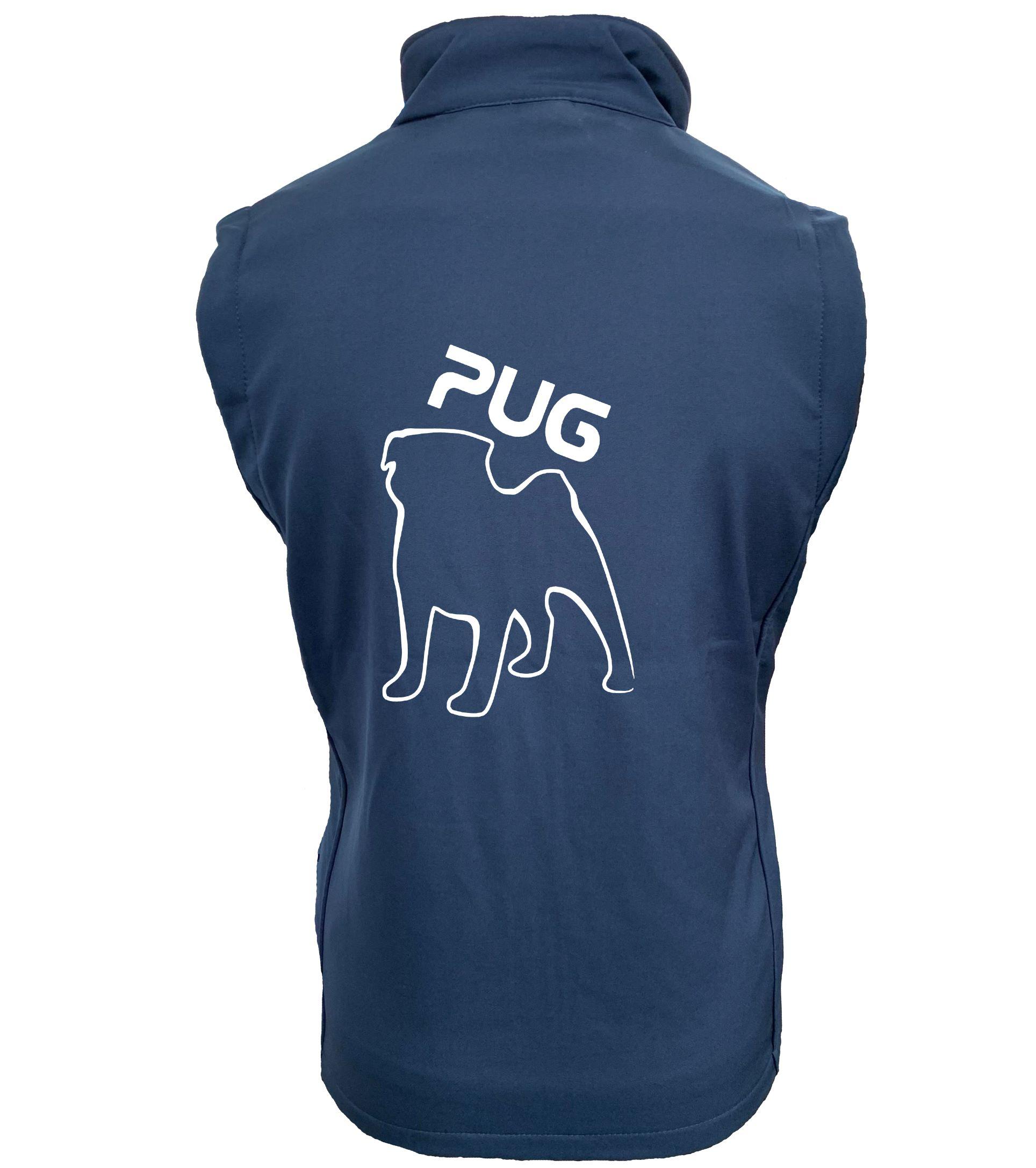 Softshell Adult Bodywarmer Gilet with Exclusive Pug (Outline) dog breed ...
