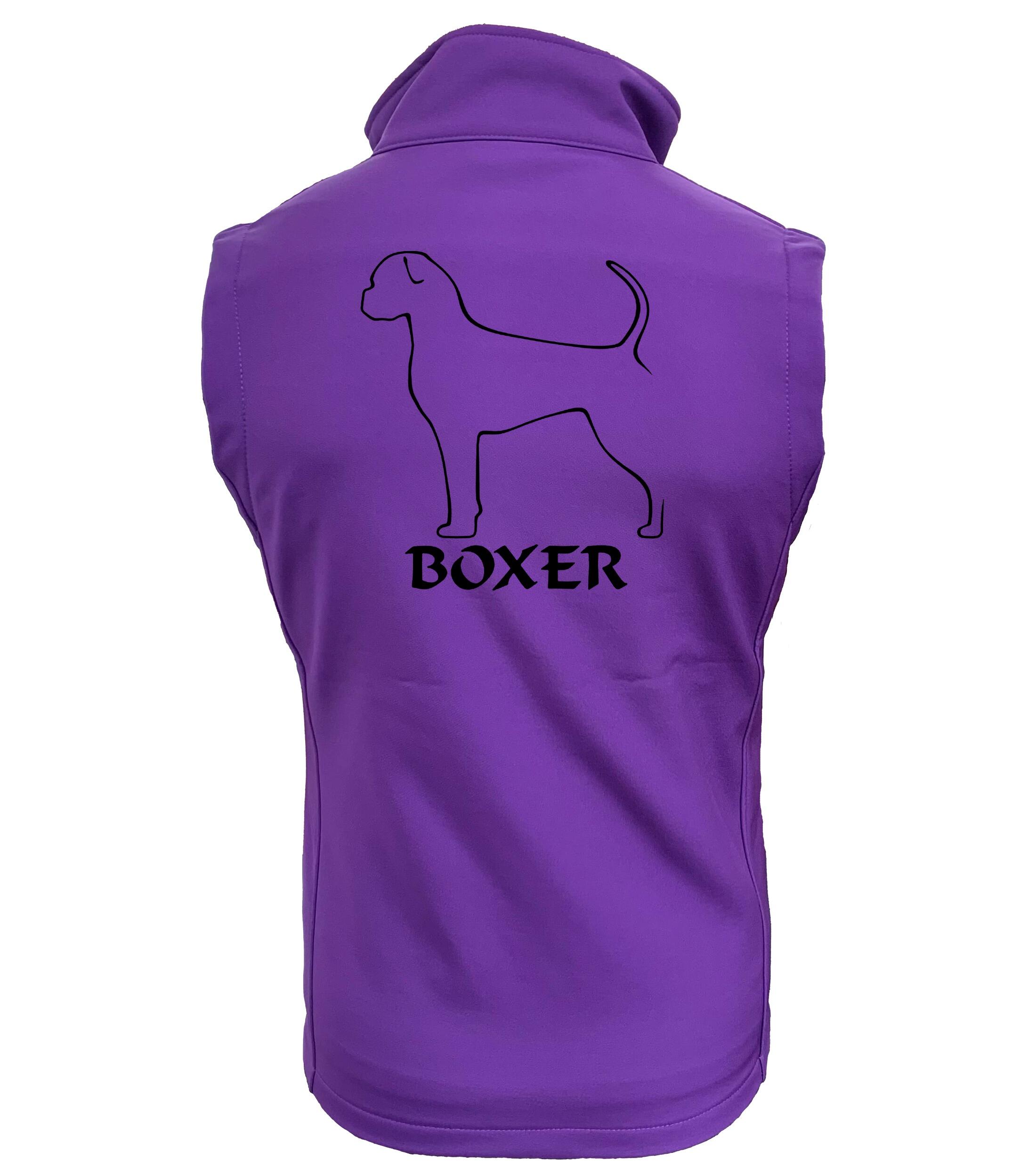Female Boxer Ear Drop (2) Softshell Gilet Purple (Black)
