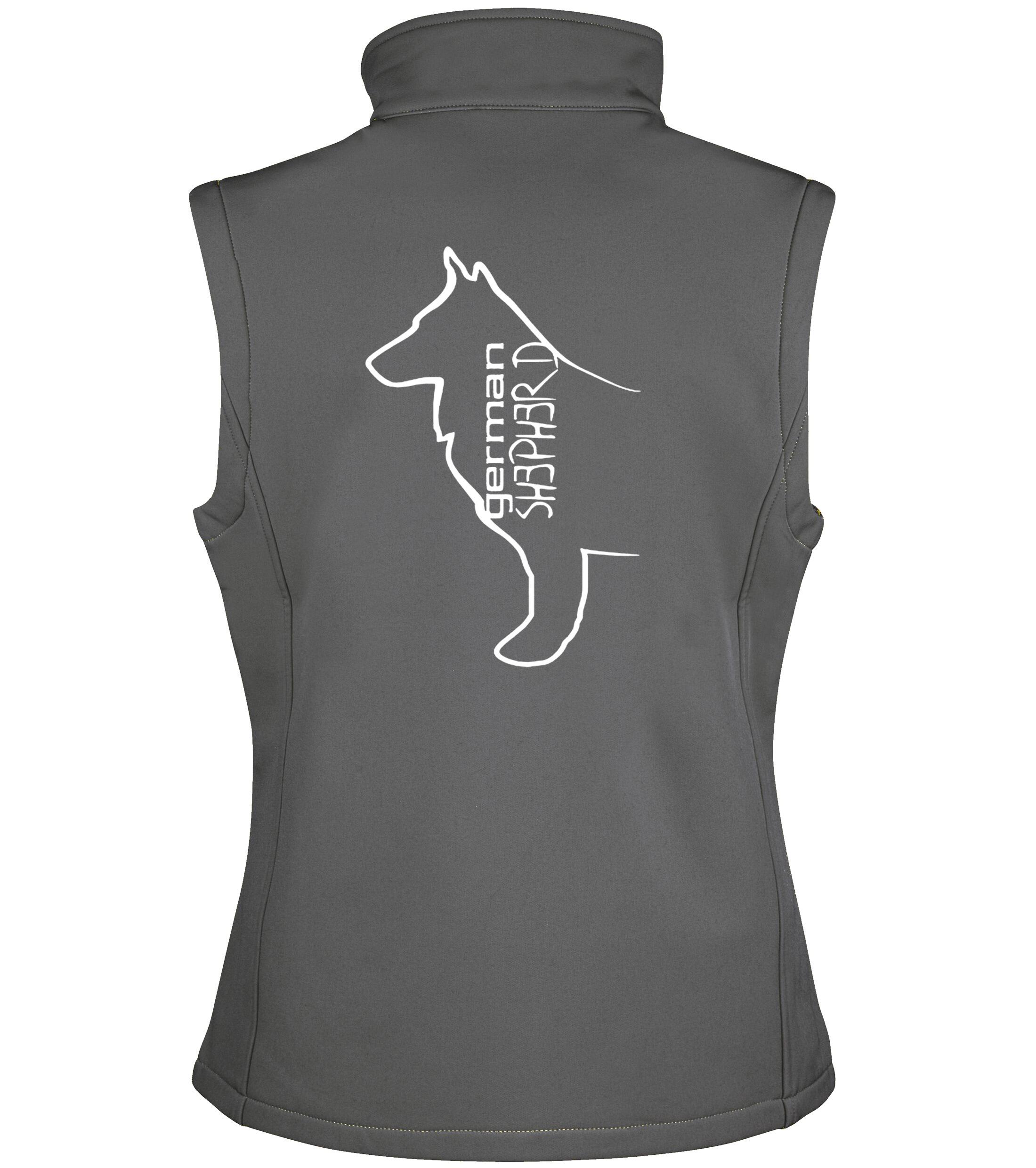 Female German Shepherd Softshell Gilet Charcoal (White)