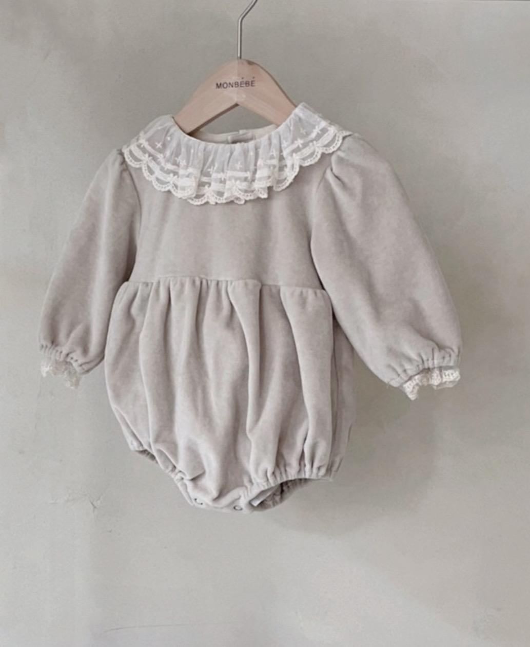 Velvet Lace Collar Romper