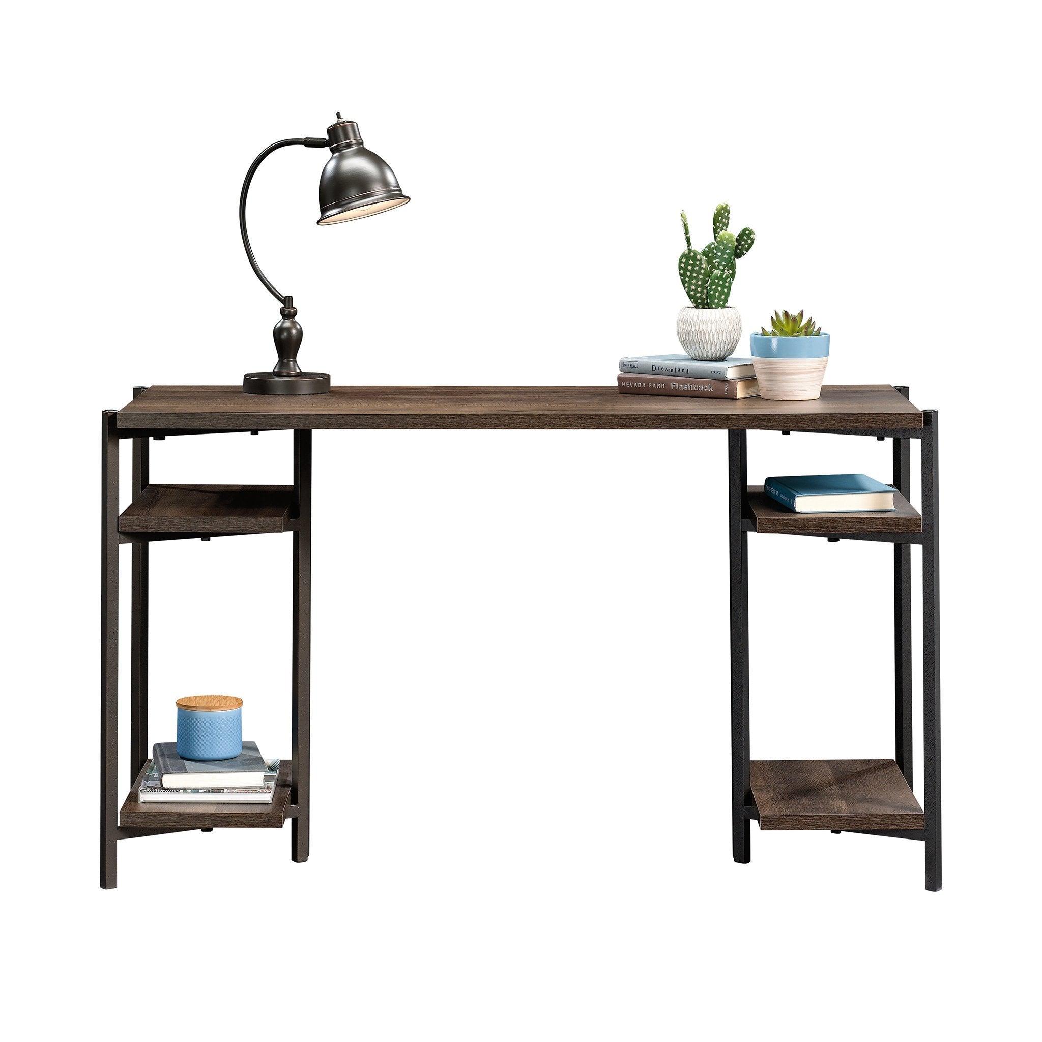 Chunky Industrial Bench Office Desk Smoked Oak