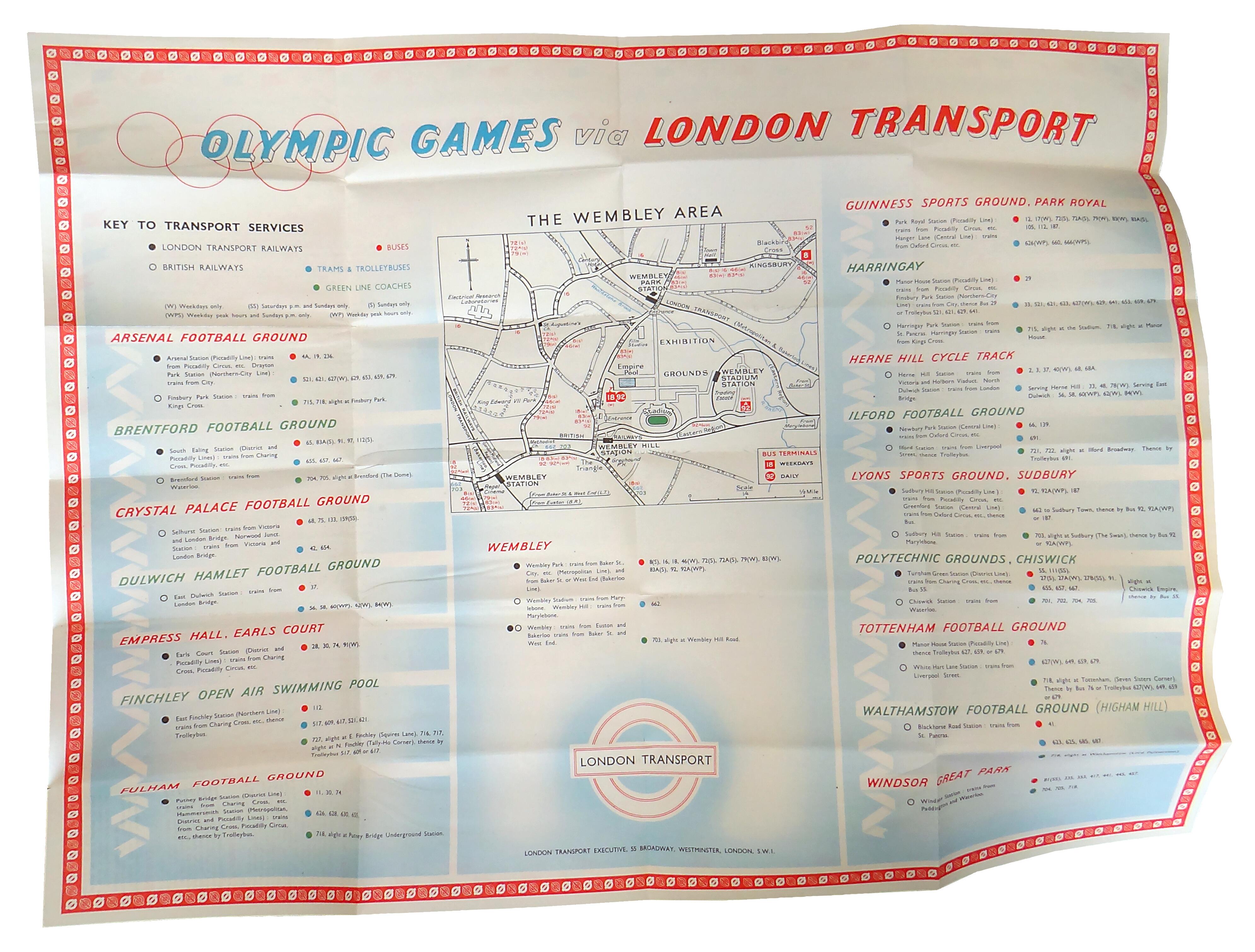 1948 Olympics, London Underground Map