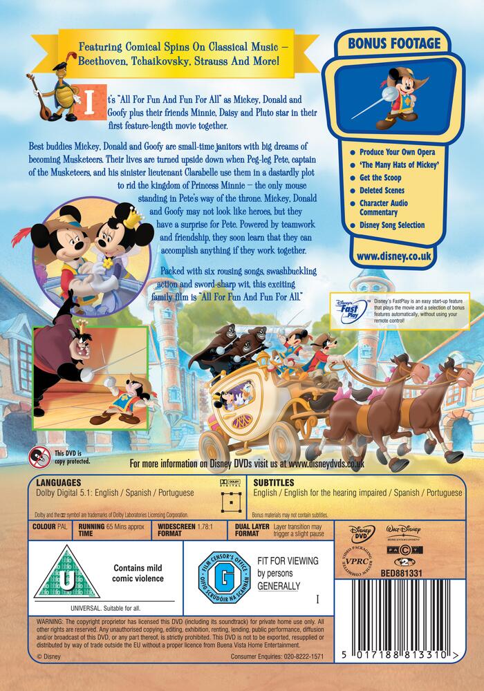 Mickey Mouse - Mickey, Donald, Goofy - The Three Musketeers DVD | Deff.com