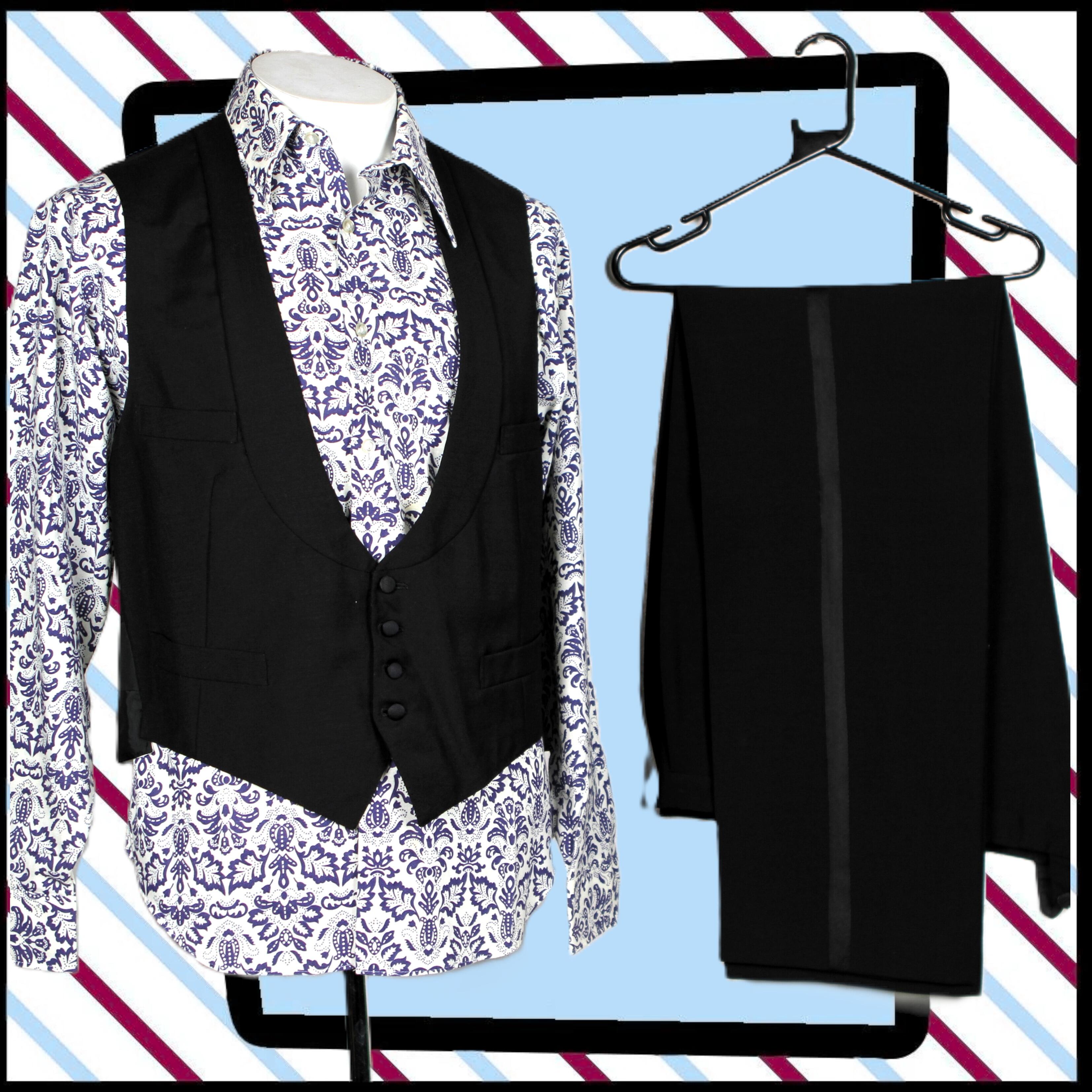 ALFRED ALM Mens Black 3 Piece Dinner SUIT Large