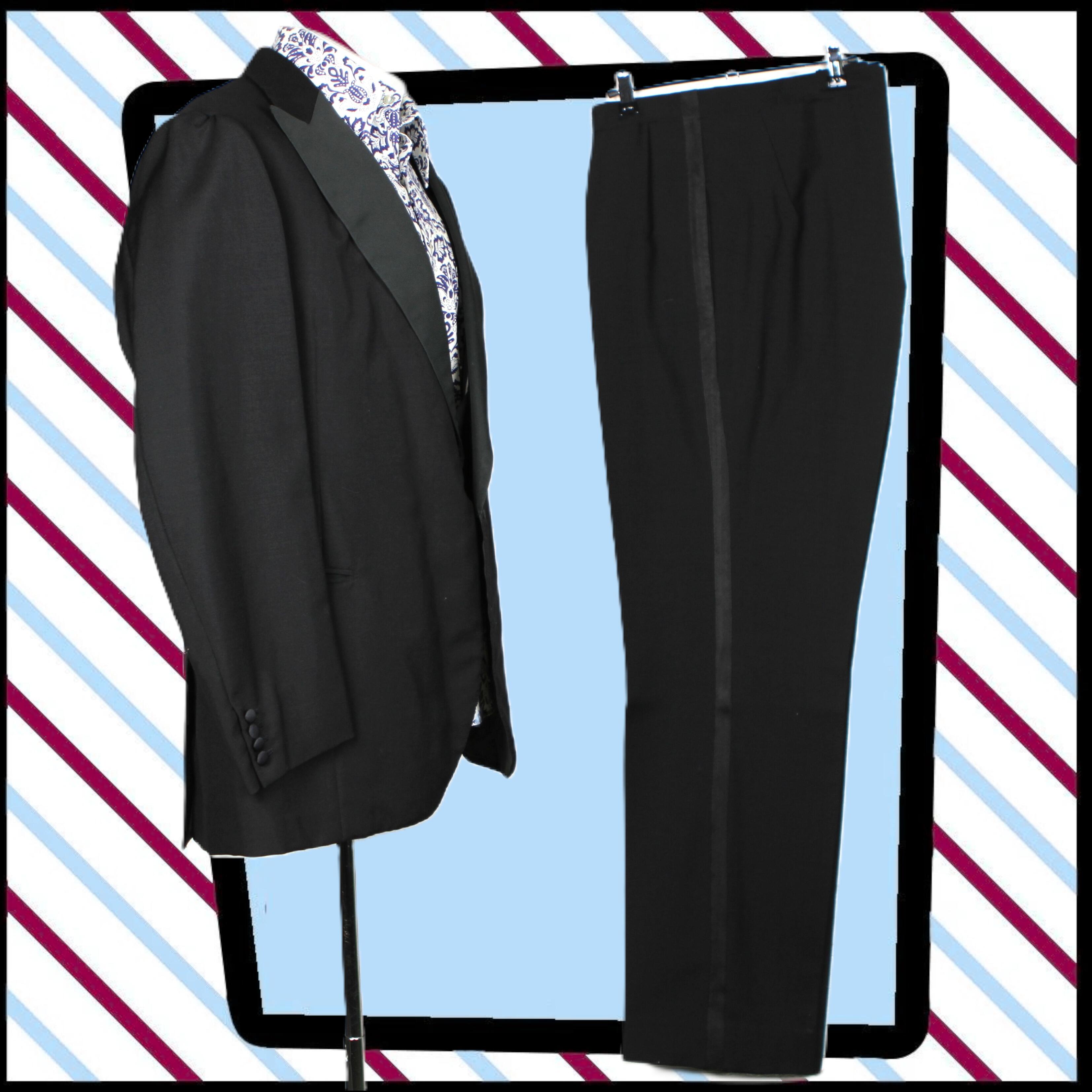 ALFRED ALM Mens Black 3 Piece Dinner SUIT Large