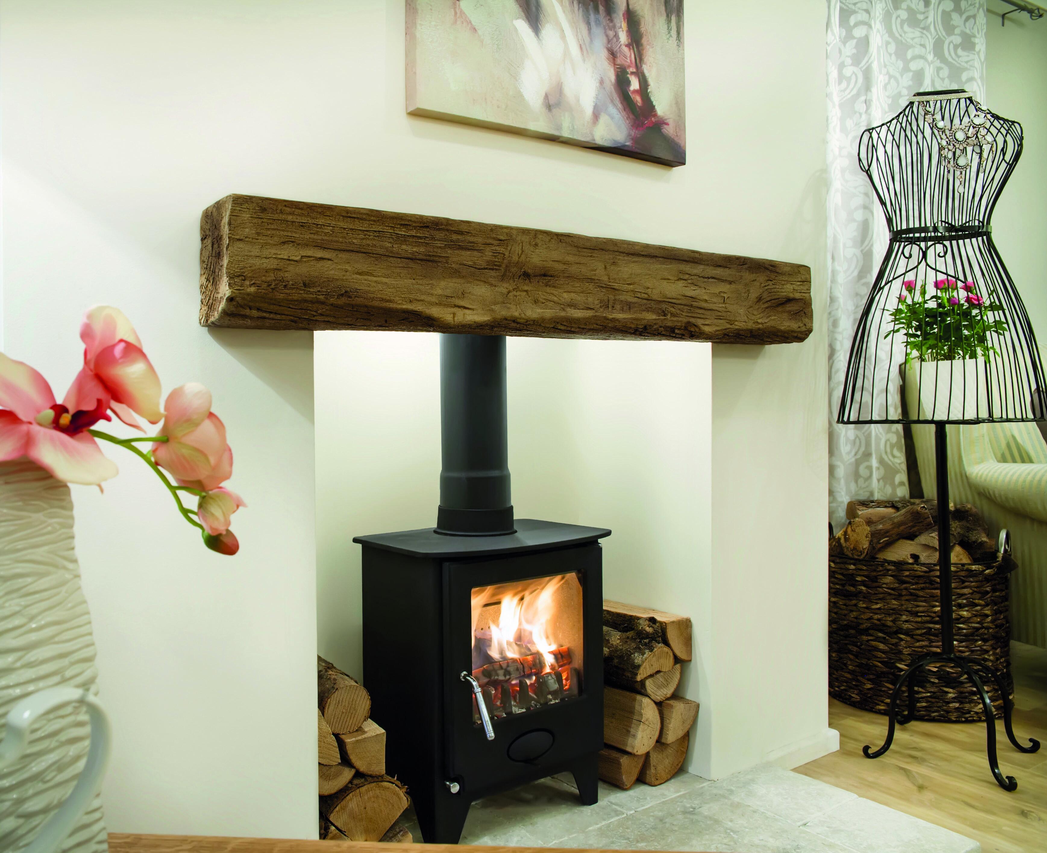 Rustic Oak Beam Floating Mantel - The Best Picture Of Beam