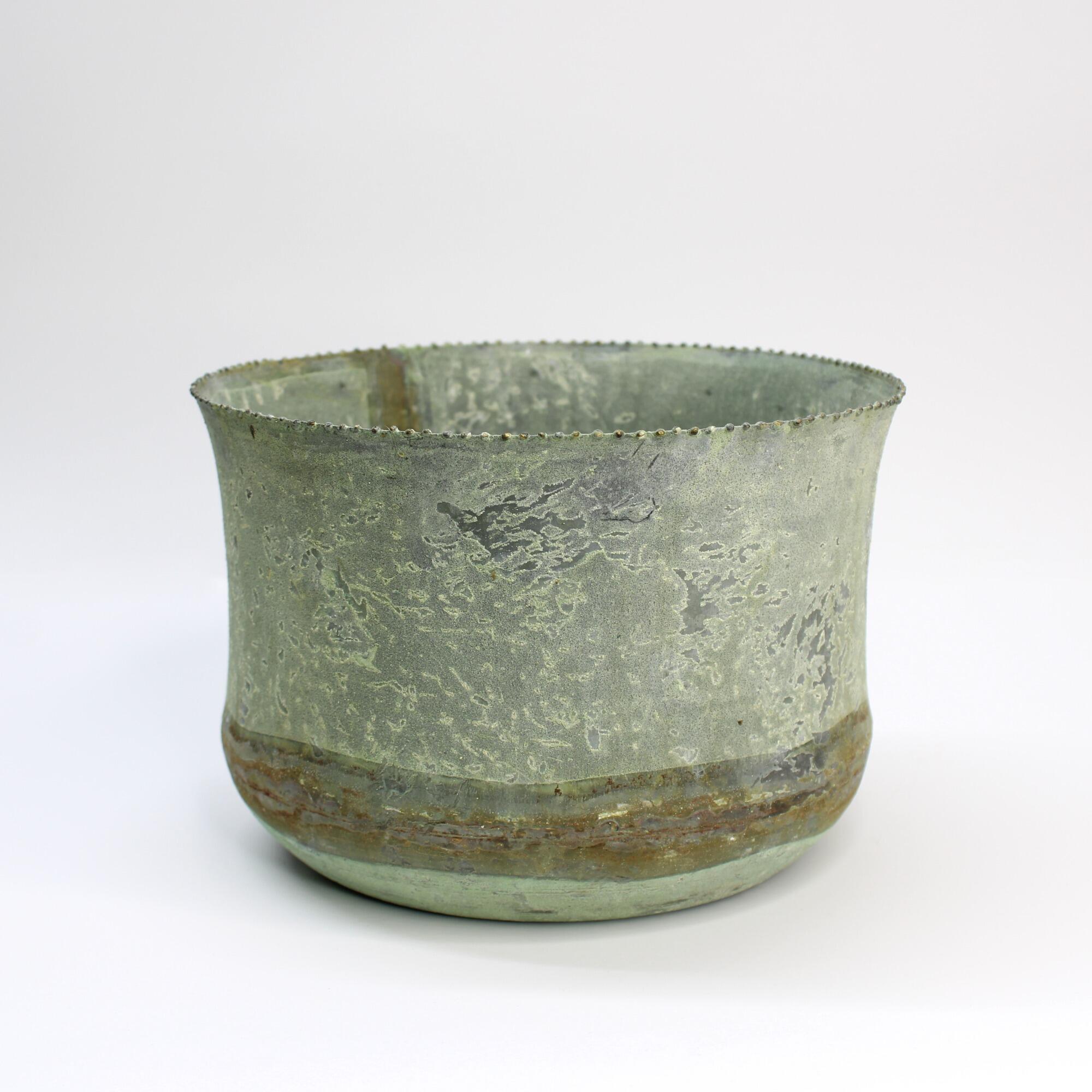 Handcrafted Aged Metal Plant Pot | Luxury Home Décor Accent