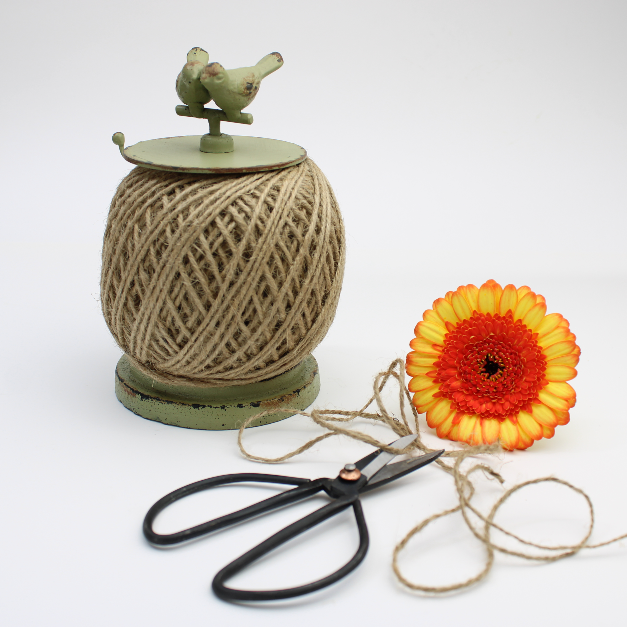 Rustic Twine Dispenser with Scissors | Jute String Holder