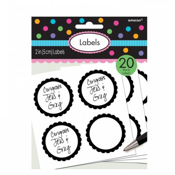 20 Black Candy Bag Labels