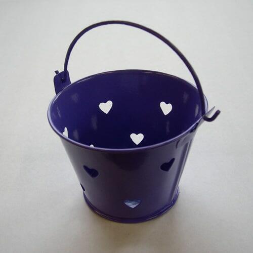 Purple Mini Favour Pail with Heart Cut-outs