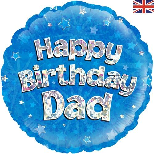 Happy Birthday DAD 18" Holographic Foil Balloon - Helium Filled ...