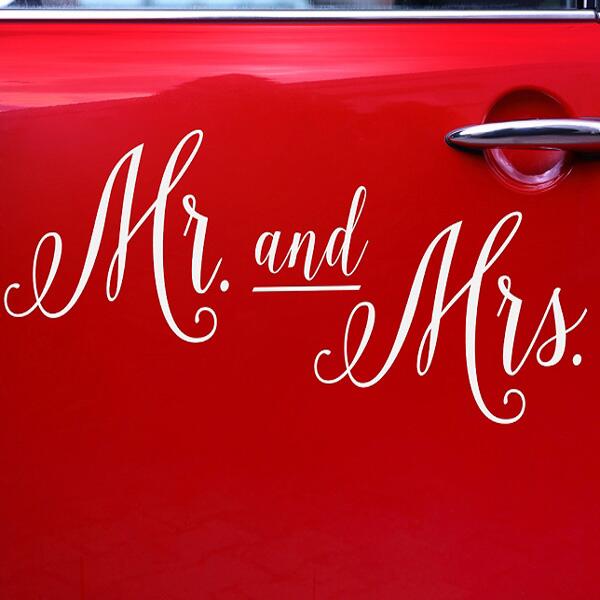 Wedding Car Stickers - Mr and Mrs