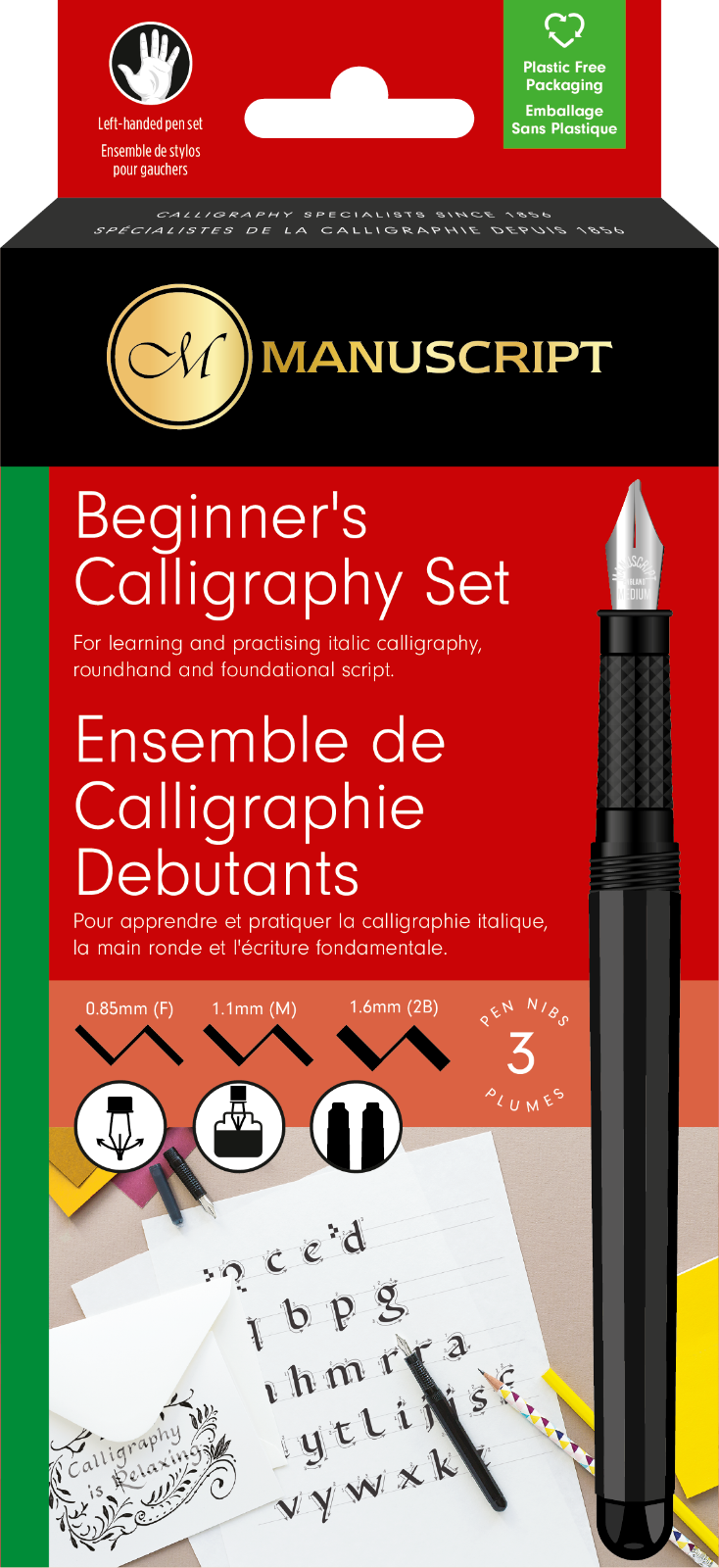 Calligraphy Set For Left Handers by Manuscript - Beginners 3 nib set