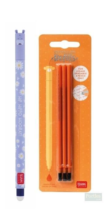 Legami Erasable Hippo Pen and Your Choice of extra refills