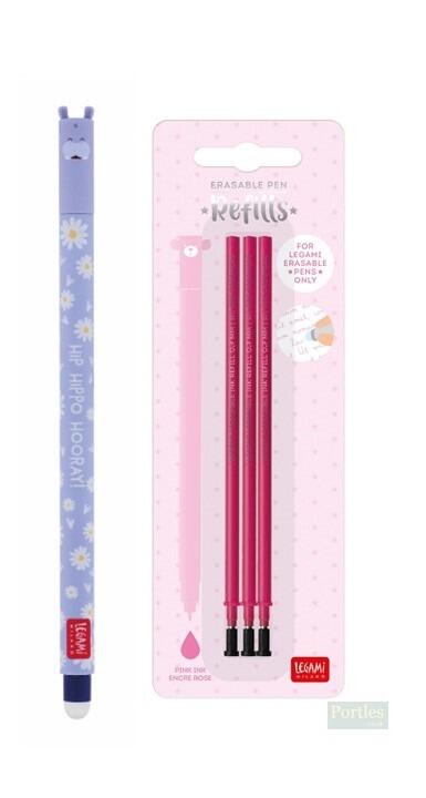 Legami Erasable Hippo Pen and Your Choice of extra refills