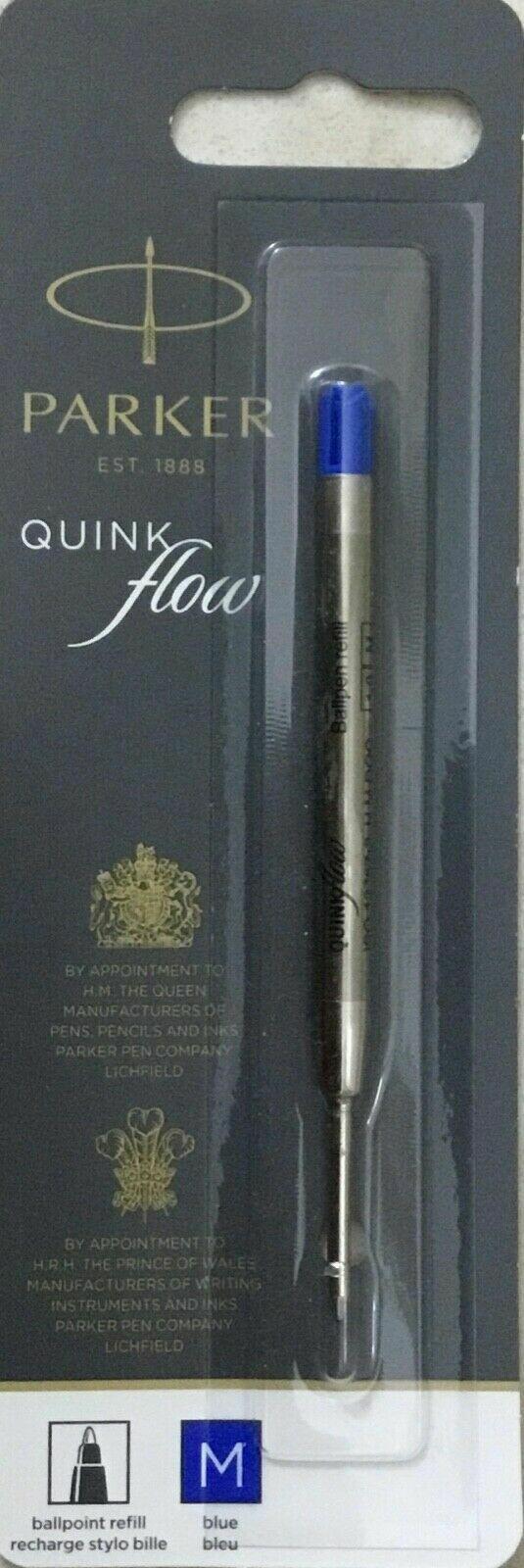 Parker Pen Refill, Quink Flow Ballpoint Medium Nib, BLUE Ink
