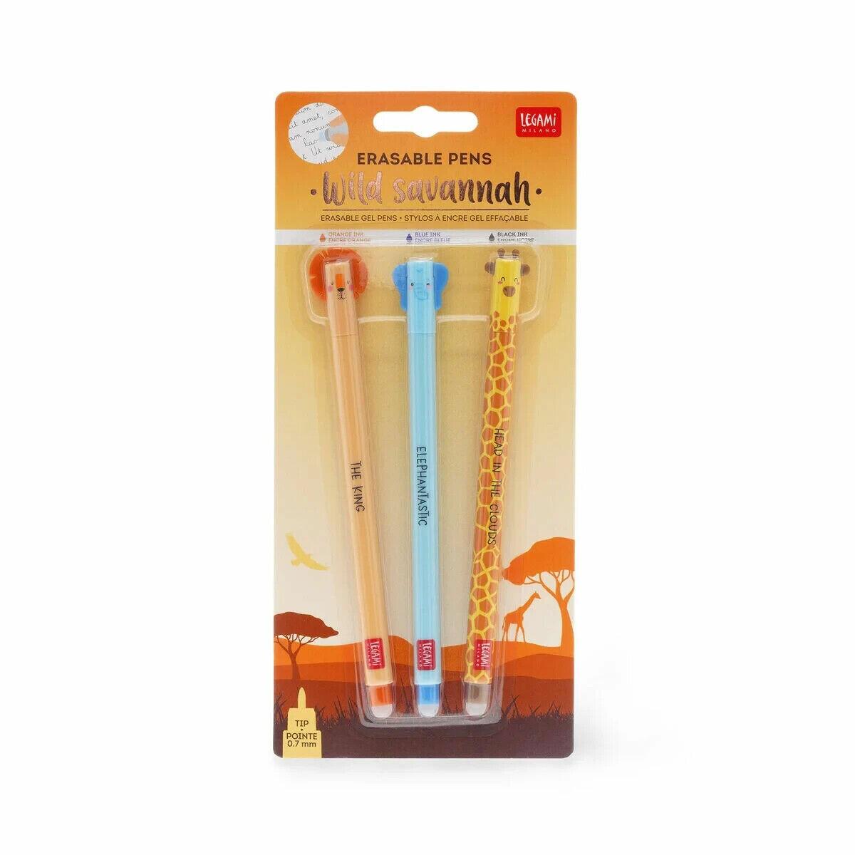 Legami Erasable Gel Pens - Wild Savannah Set Of 3