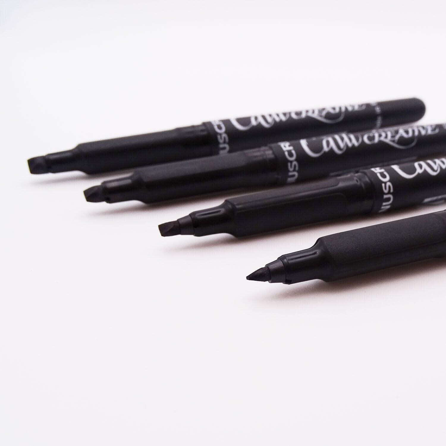 Manuscript Calligraphy Marker Pen - Italic Set of 4 - Various Nibs - BLACK