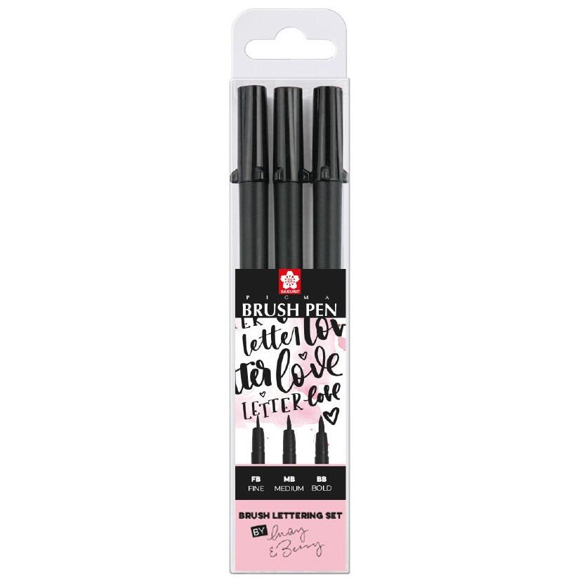 The Sakura Pigma Brush Pen Hand Lettering Set (Black, Set of 3 ...
