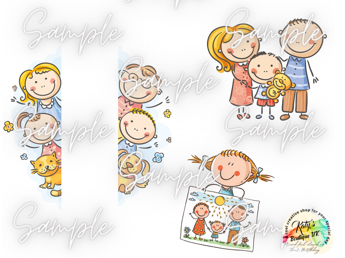 Family themed personalised edible cake topper BIRTHDAY CAKE TOPPER
