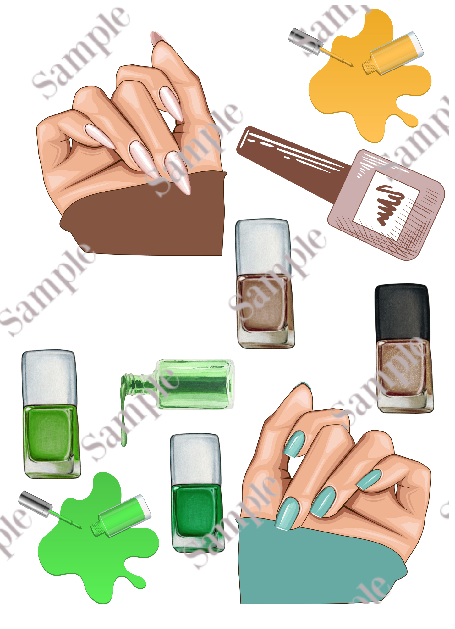 Nail Art themed print edible cake topper BIRTHDAY CAKE TOPPER