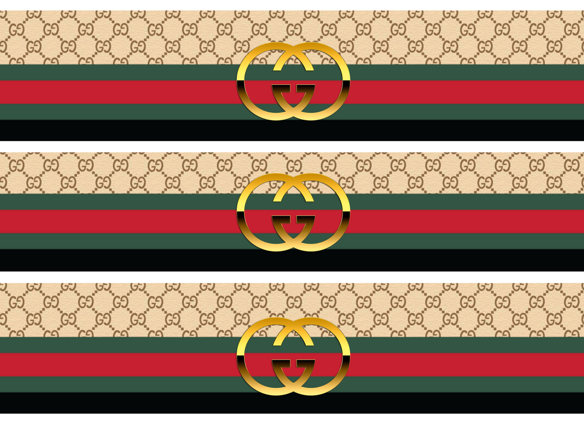Gucci, L.V., Versace Edible themed unbranded Side Band Ribbon Strips ...