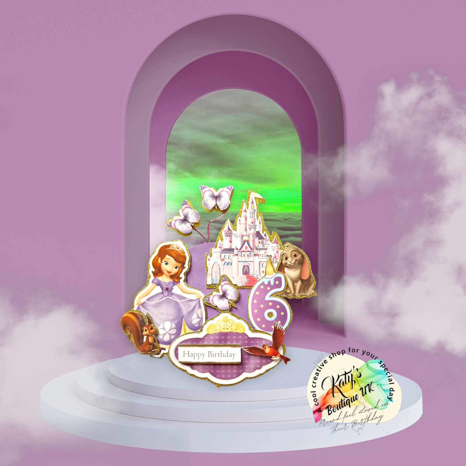 Sofia 3D themed unbranded handmade Cake Topper /Princess Sofia Cake Topper