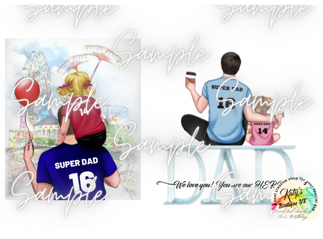 Family Dad themed personalised edible cake topper BIRTHDAY CAKE TOPPER