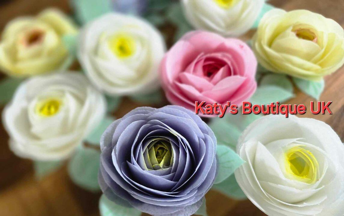 Edible Wafer Roses, set of 5 roses