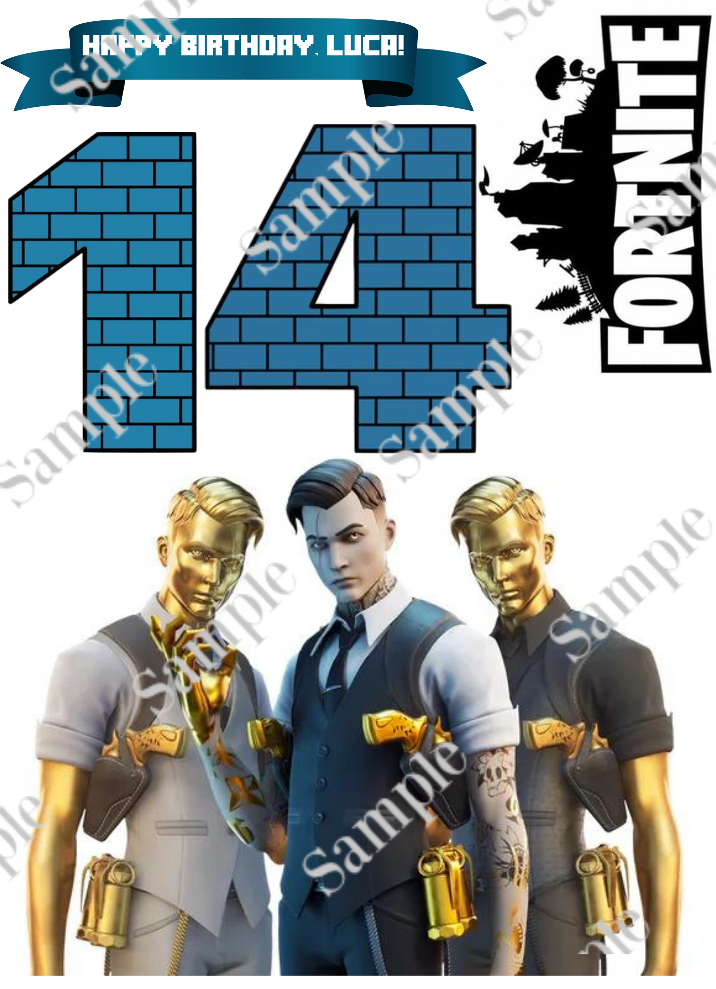 ,,Fortnite'' themed/ inspired edible printed sheets, edible cake topper