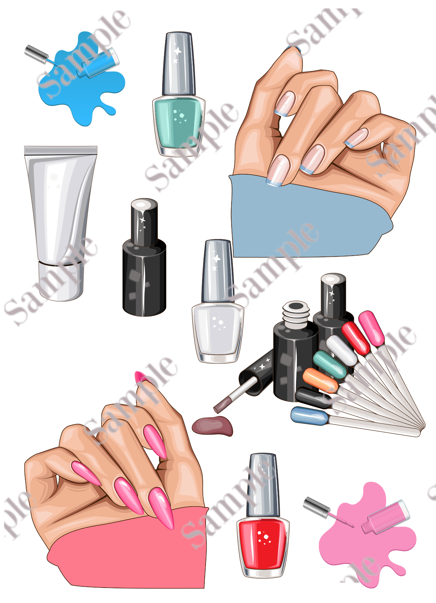Nail Art themed print edible cake topper BIRTHDAY CAKE TOPPER