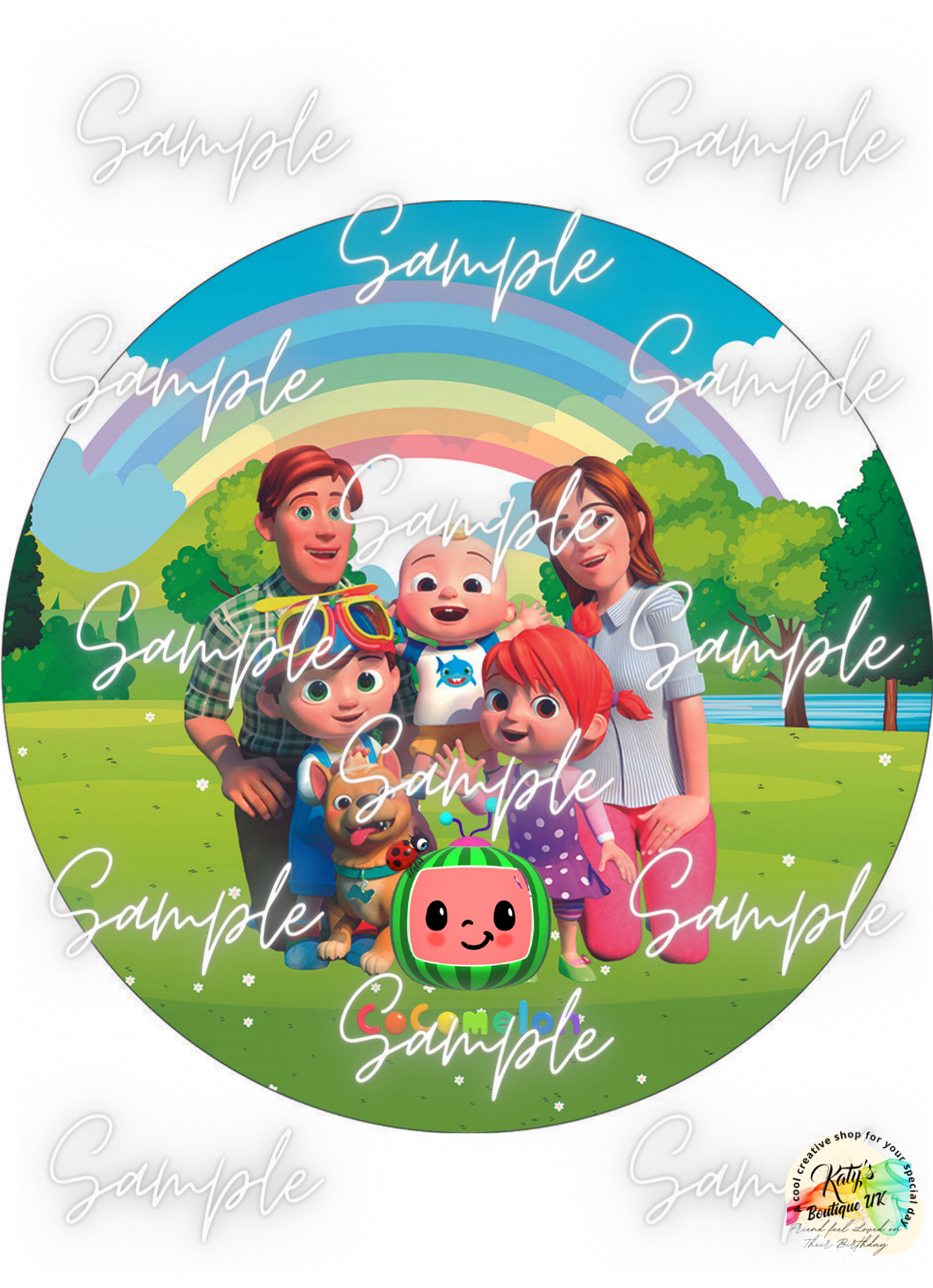 Cocomelon themed unbranded personalised edible cake topper BIRTHDAY ...