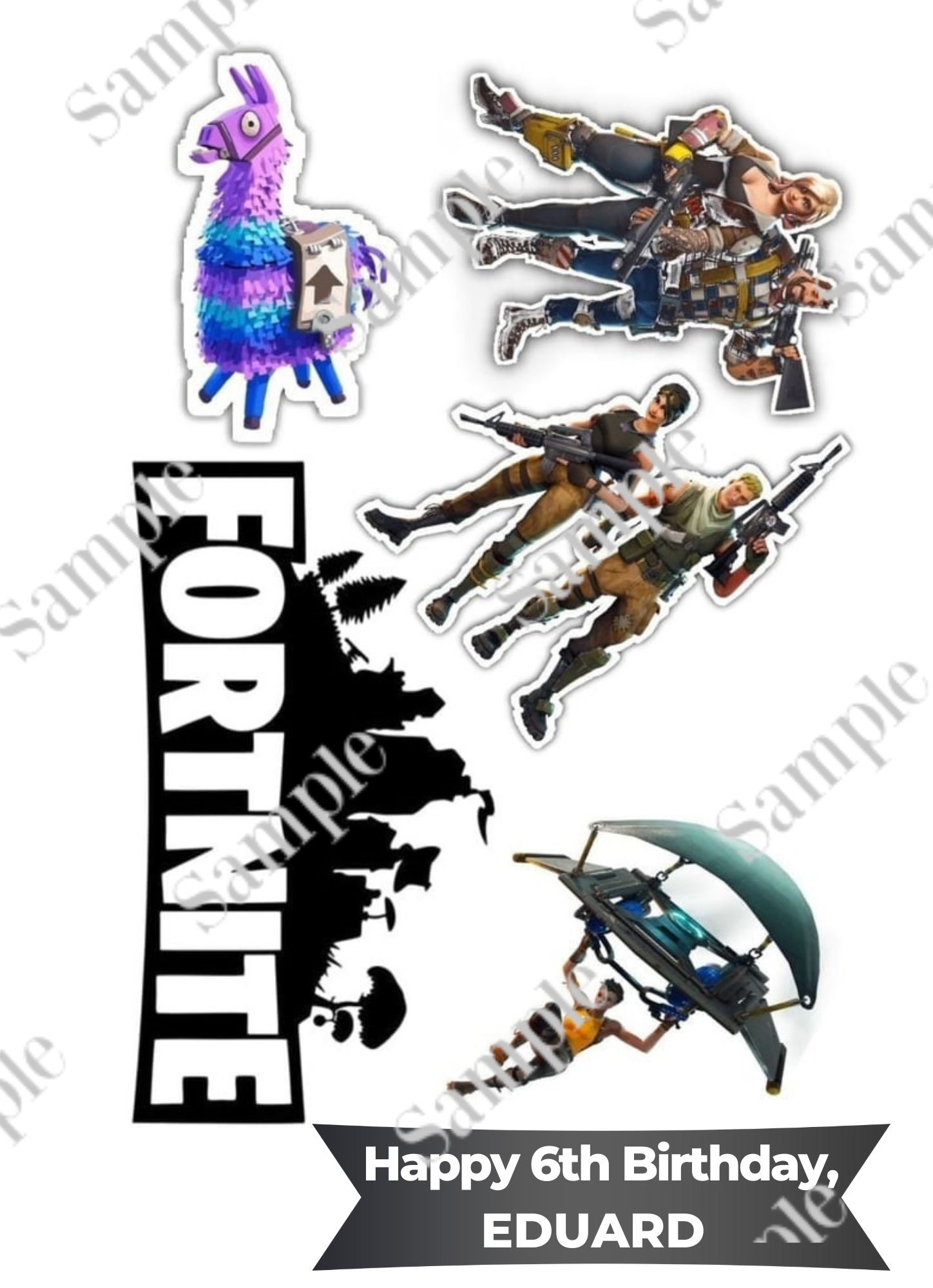 ,,Fortnite'' themed/ inspired edible printed sheets, edible cake topper