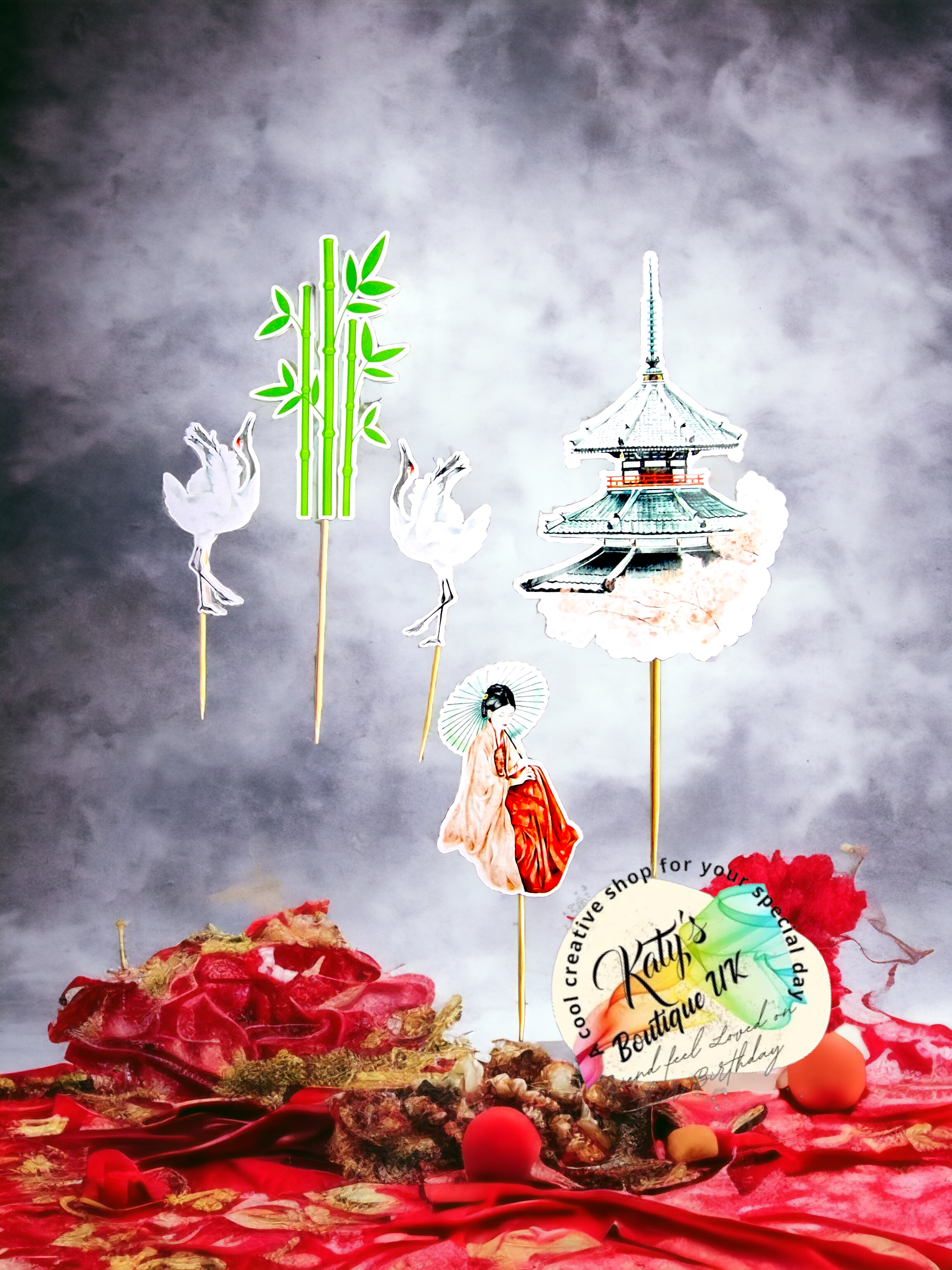 Japanese style cake toppers