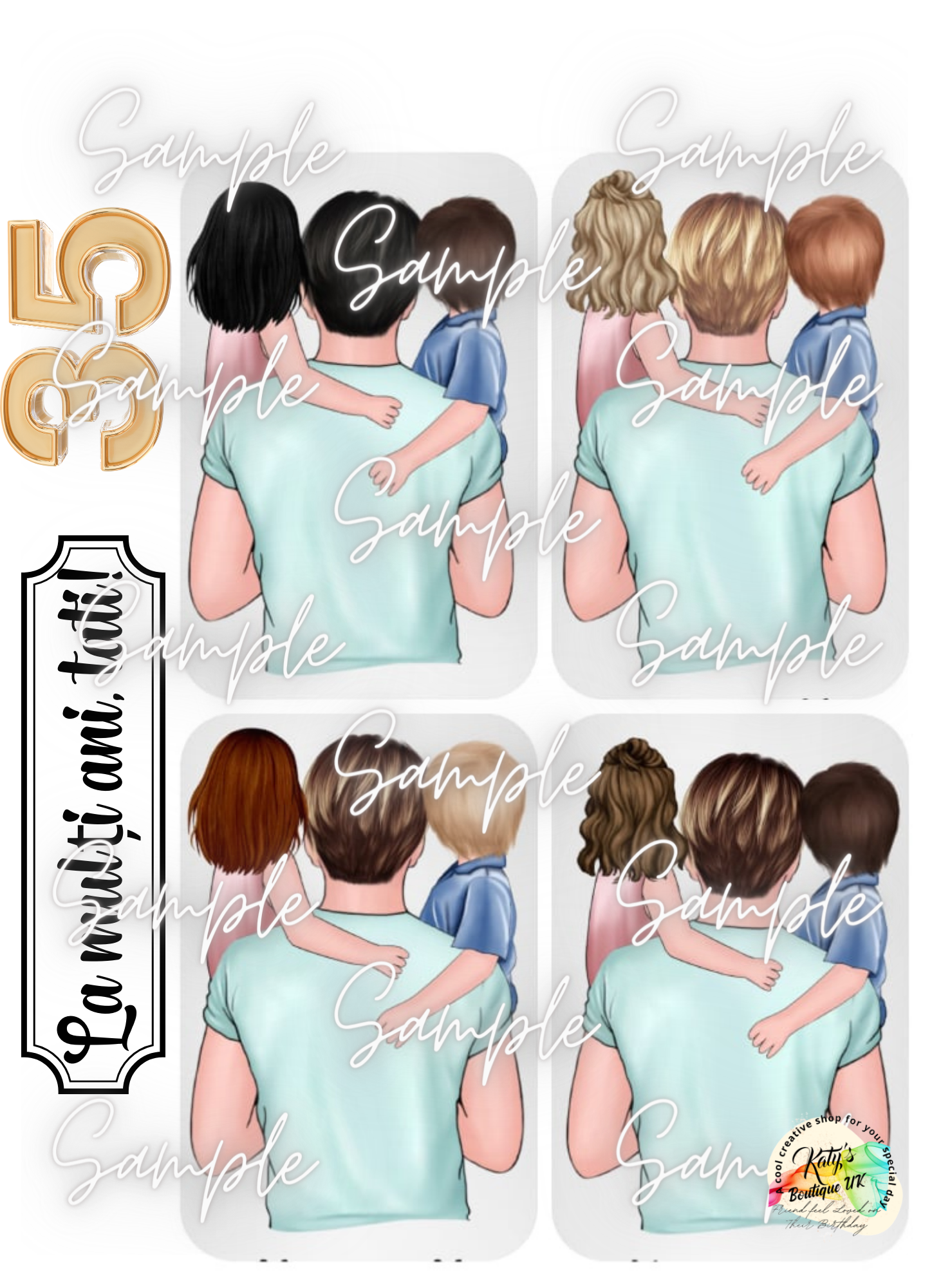 Family Dad themed personalised edible cake topper BIRTHDAY CAKE TOPPER