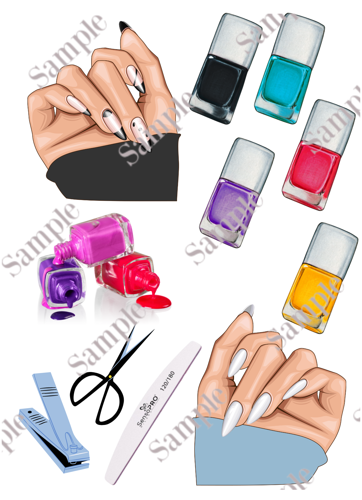 Nail Art themed print edible cake topper BIRTHDAY CAKE TOPPER