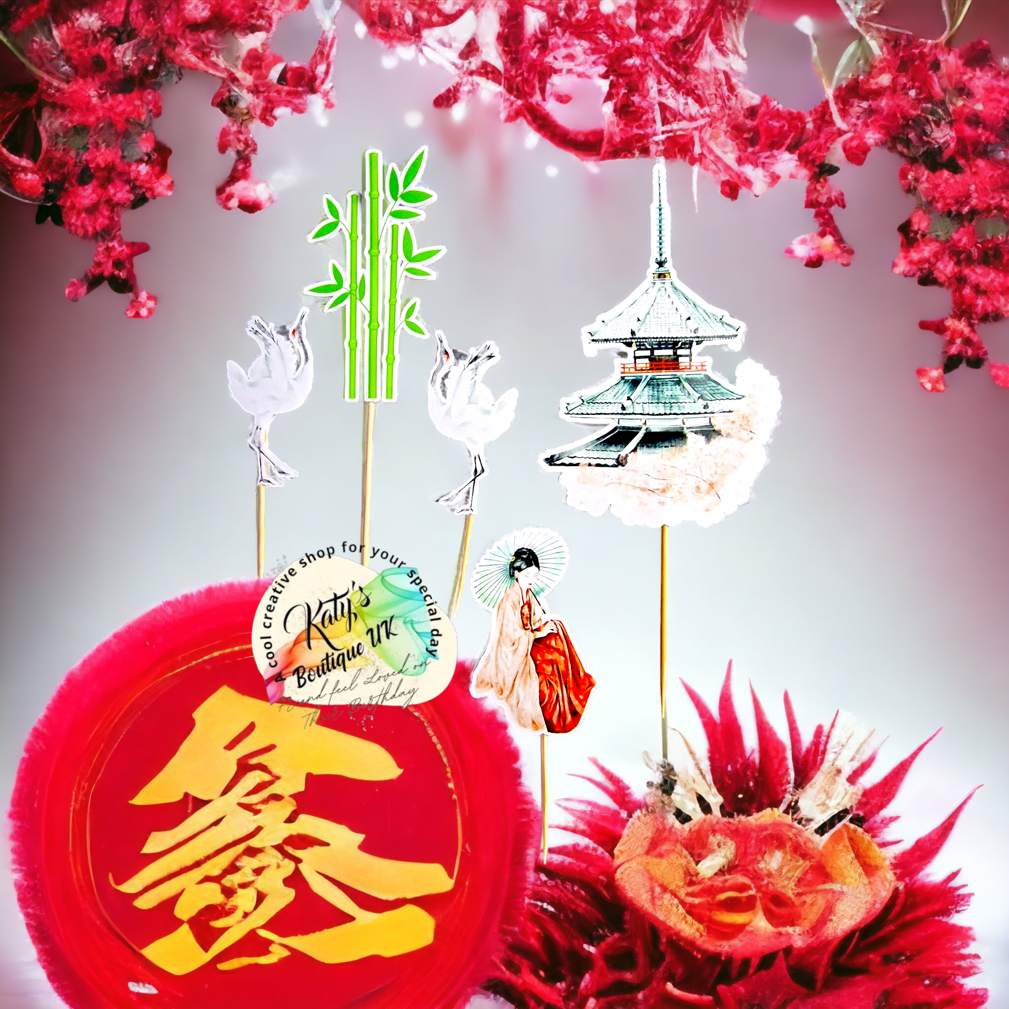 Japanese style cake toppers