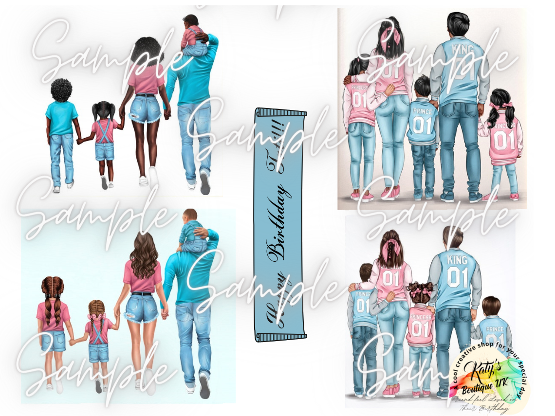 Family themed personalised edible cake topper BIRTHDAY CAKE TOPPER